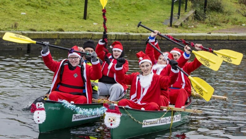 Biggest 'santa splash' on UK's first coast-to-coast canoe trail