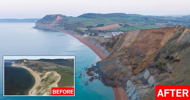 Massive landslide cuts off section of Dorset coast