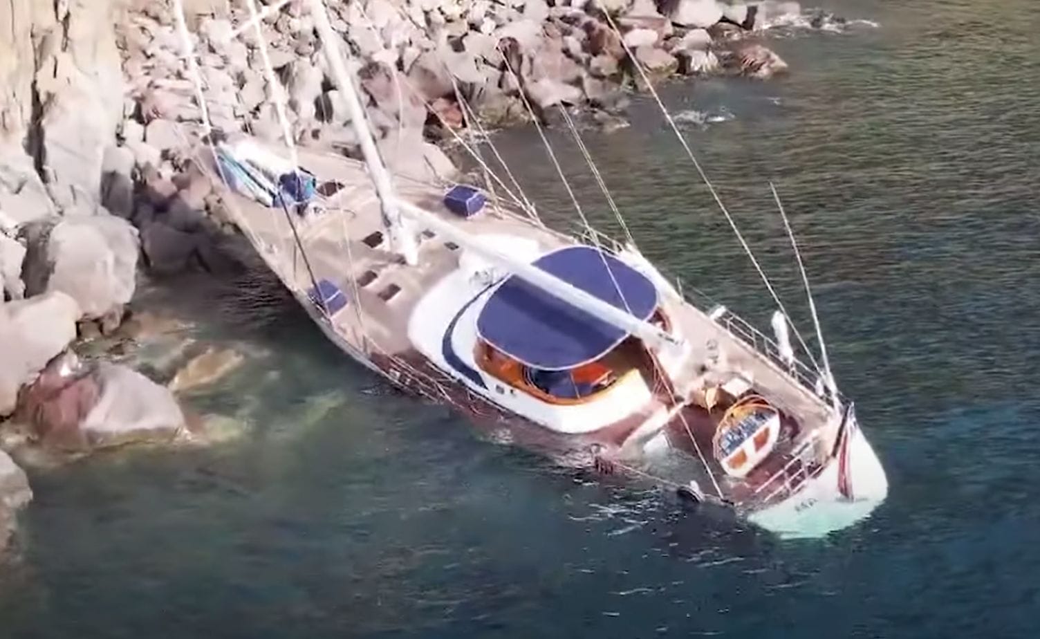 WATCH: Iconic Perini Navi yacht runs aground in Italy